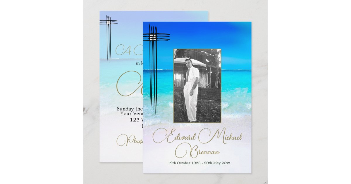Funeral Memorial Ocean Sea Christian Photo Invitation | Zazzle