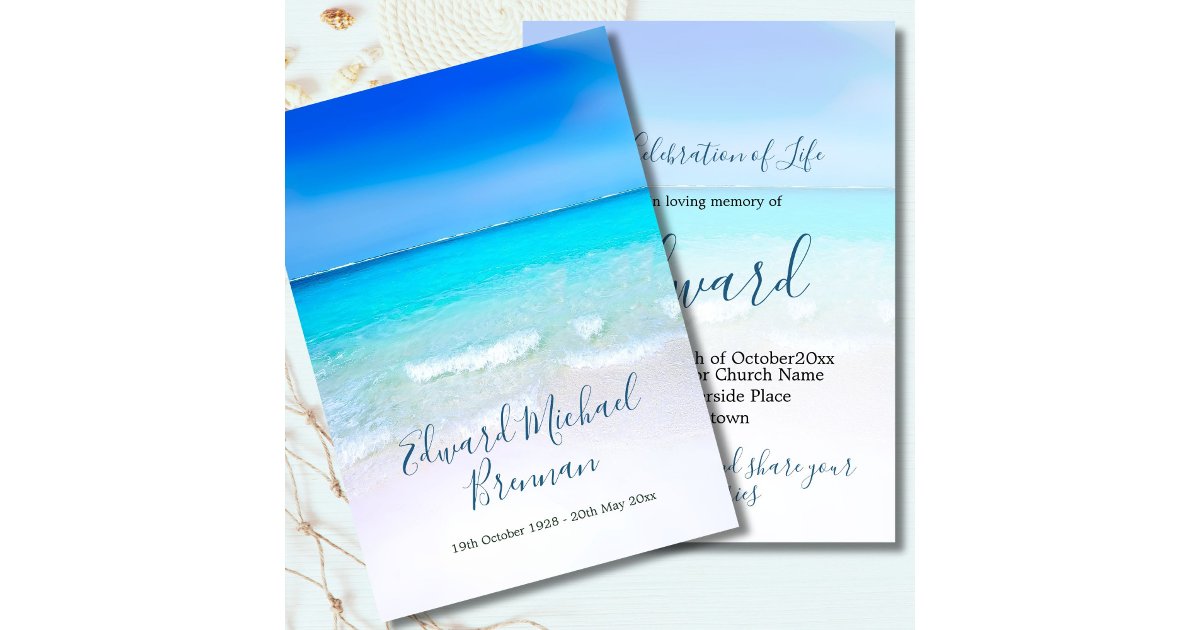 Funeral Memorial Ocean Sea Scene Invitation | Zazzle