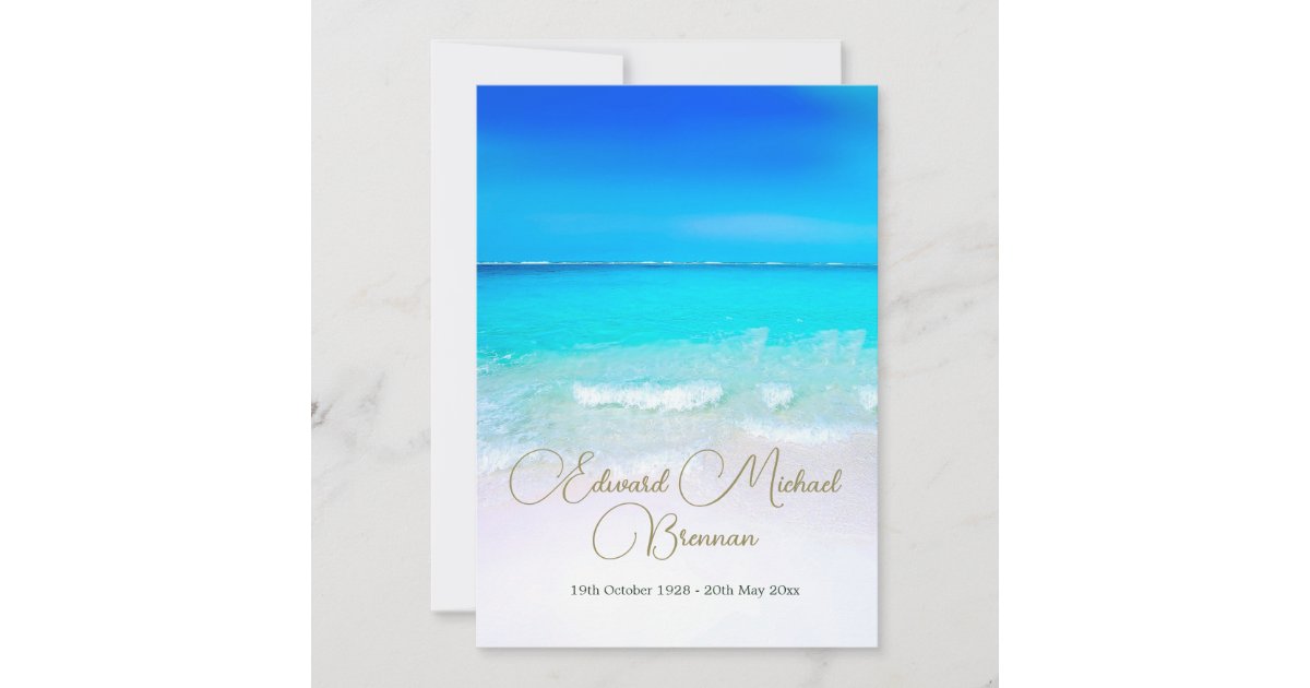 Funeral Memorial Ocean Sea Scene Photo Invitation | Zazzle