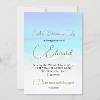 Funeral Memorial Ocean Sea Scene Photo Invitation | Zazzle