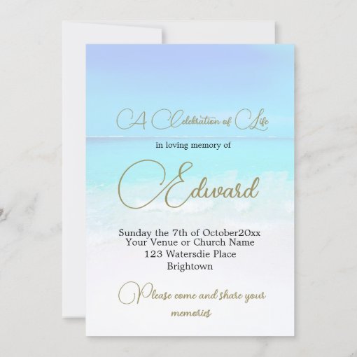 Funeral Memorial Ocean Sea Scene Photo Invitation | Zazzle