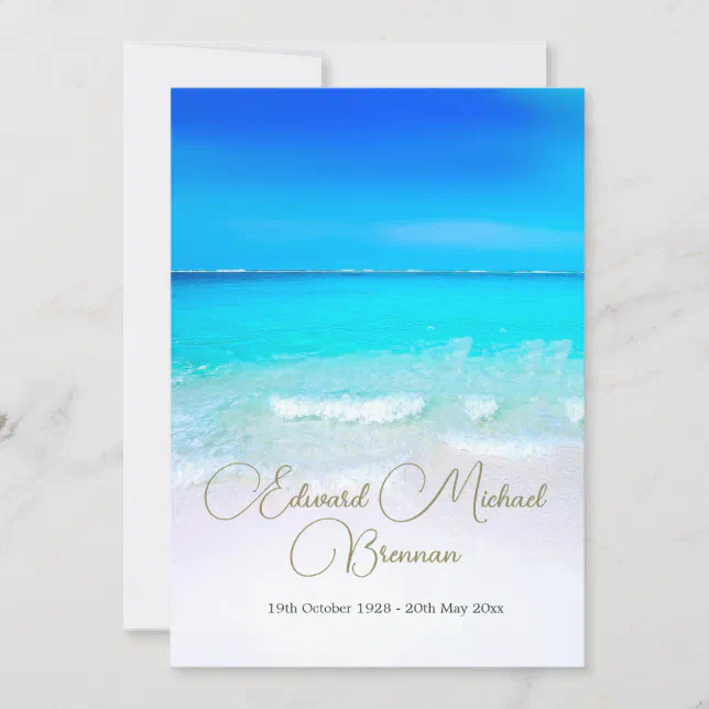 Funeral Memorial Ocean Sea Scene Photo Invitation | Zazzle