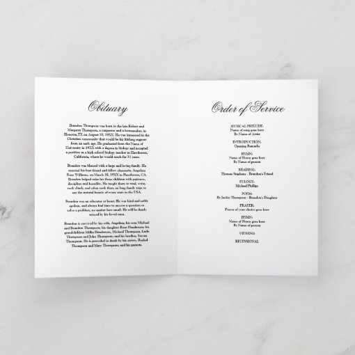 Funeral Memorial Order of Service Program | Zazzle