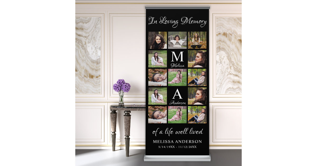 Funeral Memorial Personalized In Loving Memory Retractable Banner | Zazzle