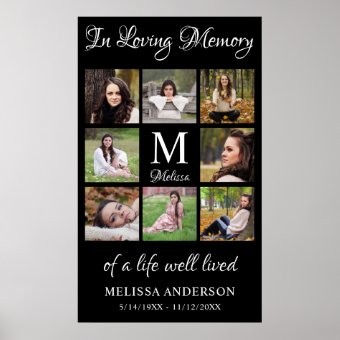 Funeral Memorial Photo Collage In loving Memory Poster | Zazzle