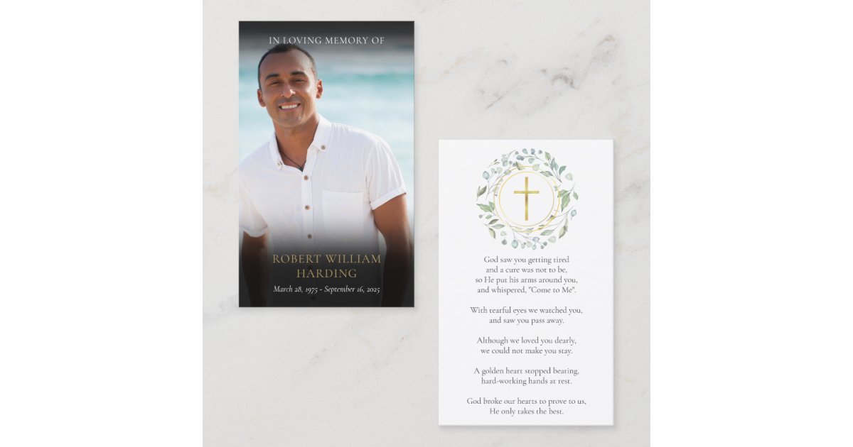 Funeral Memorial Poem Photo Prayer Card | Zazzle