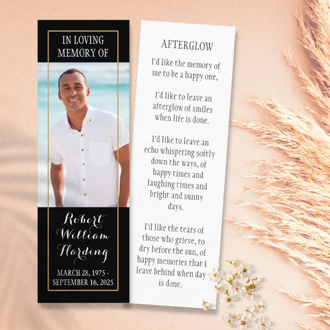 Funeral Memorial Poem Prayer Photo Bookmark Card | Zazzle