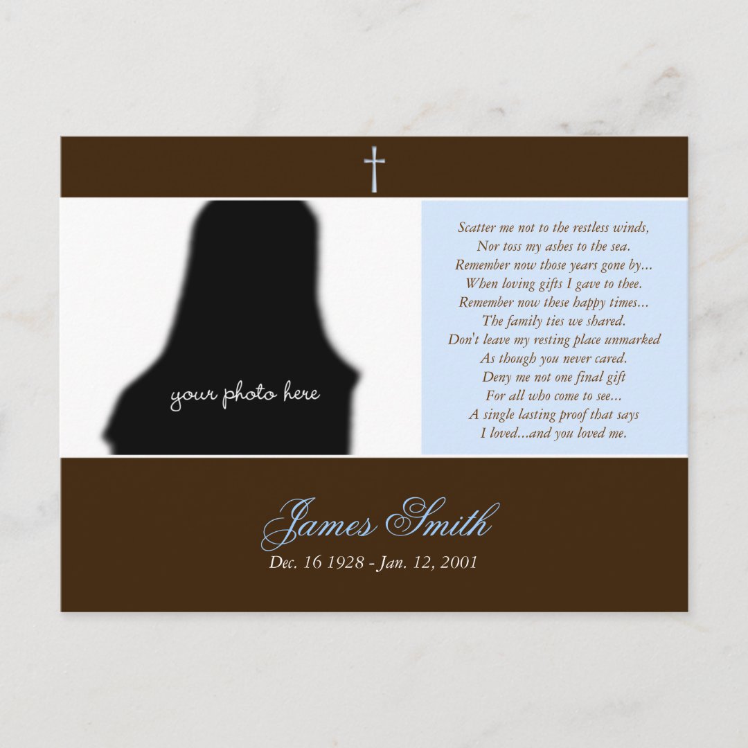 Funeral Memorial Prayer Card Photo Template :: 2A | Zazzle