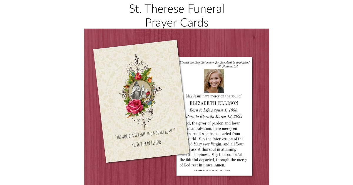Funeral Memorial Prayer St. Therese | Zazzle