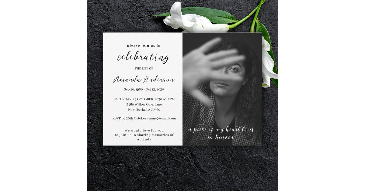 Funeral Memorial Service Sympathy Photo Invitation | Zazzle