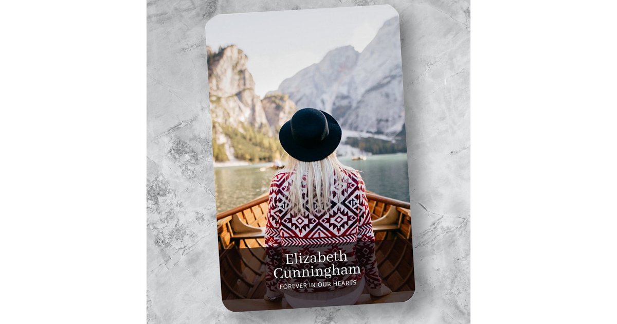Funeral Memorial Simple Modern Photo Card Magnet | Zazzle