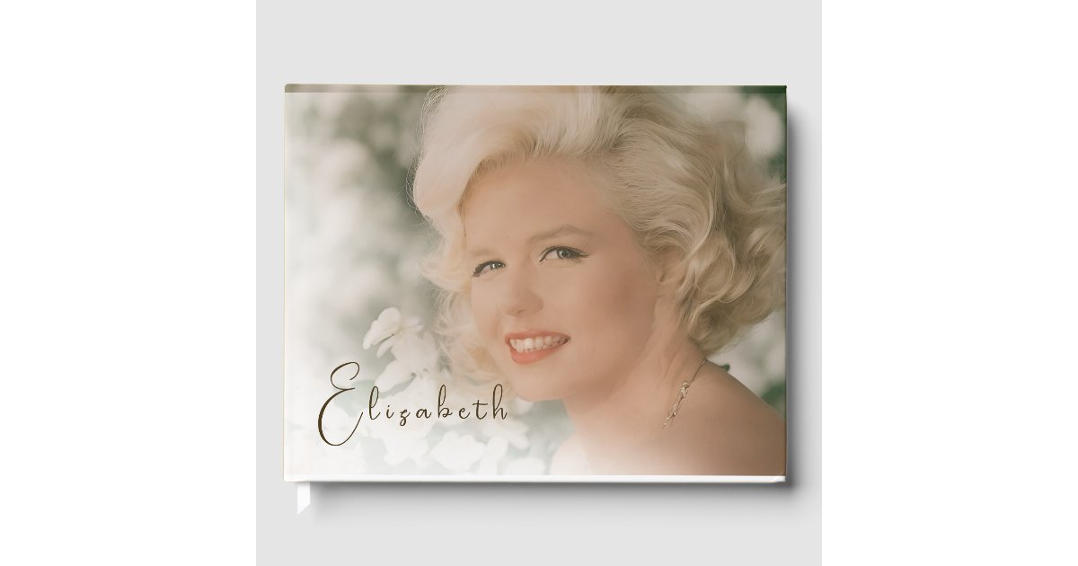 Funeral Memorial Simple Photo White Overlay Guest Book | Zazzle