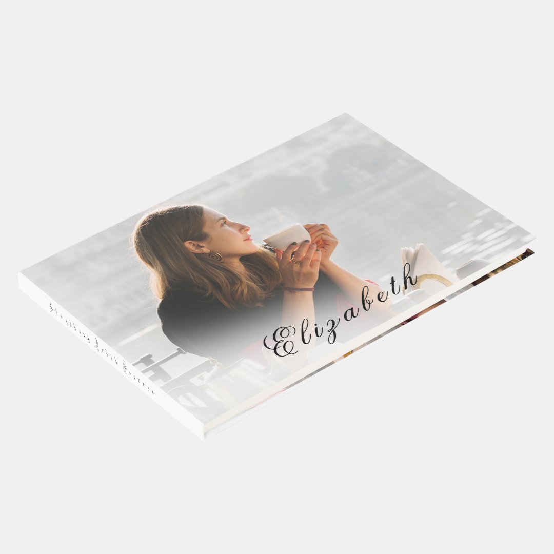 Funeral Memorial White Overlay Photo Simple Guest Book | Zazzle