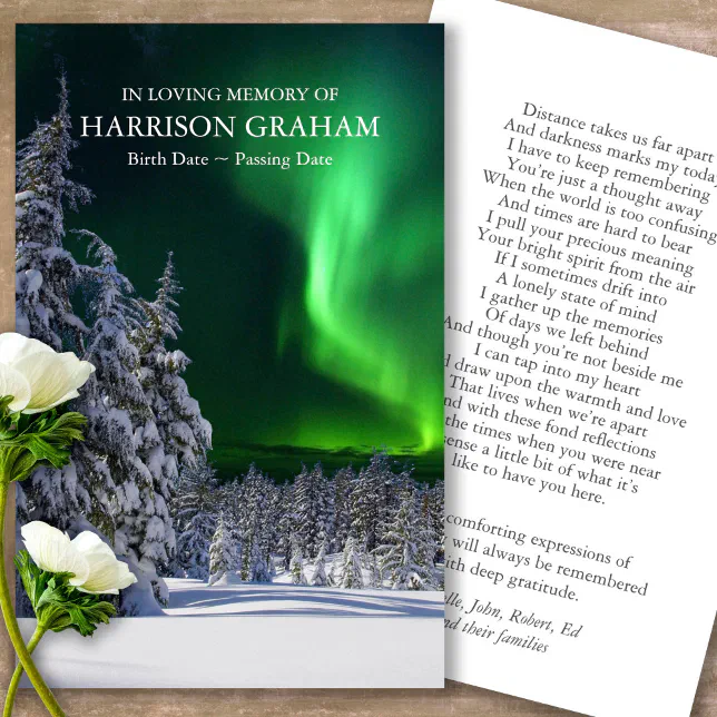 Funeral Northern Lights Prayer Sympathy Cards | Zazzle