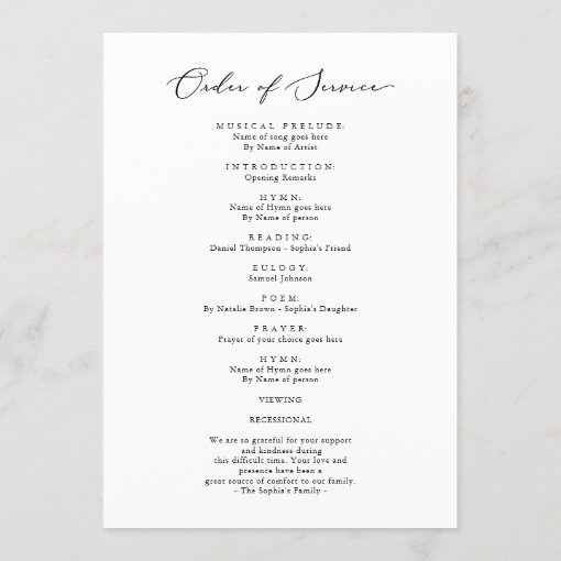 Funeral Obituary Order of Service Photo Memorial Program | Zazzle
