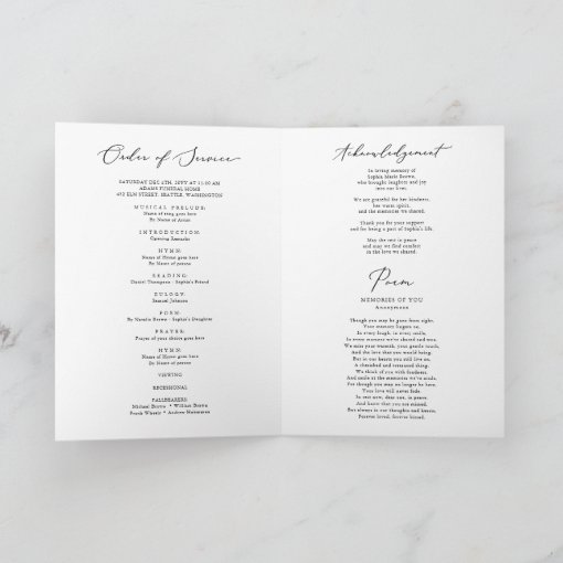 Funeral Order Of Service Photo Memorial Program | Zazzle