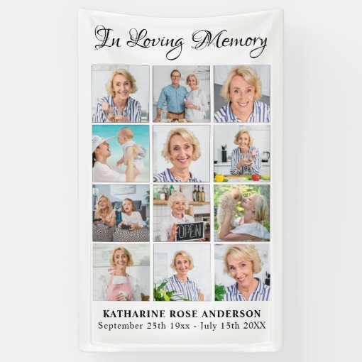 Funeral Personalized 12 Picture Memorial Banner | Zazzle