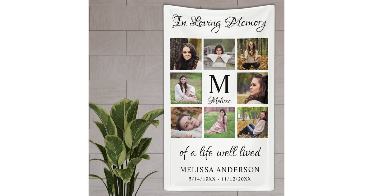 Funeral Personalized In Loving Memory Photo Banner | Zazzle