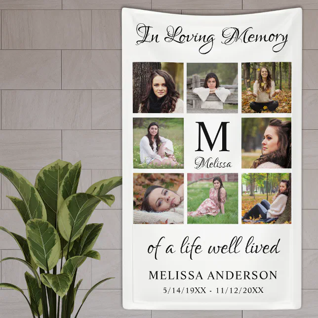 Funeral Personalized In Loving Memory Photo Banner | Zazzle
