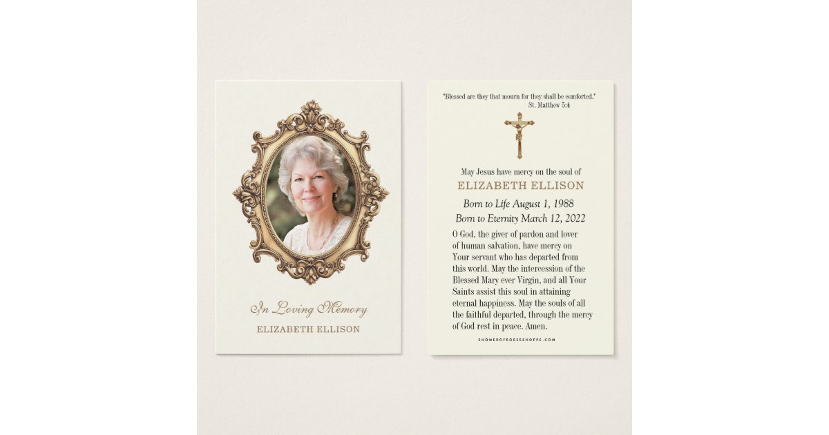 Funeral Photo Catholic Memorial Prayer Card | Zazzle