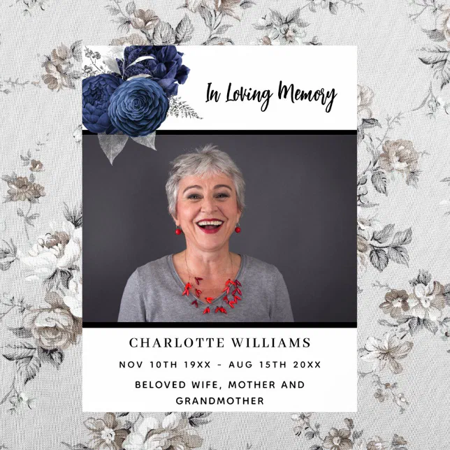 Funeral photo floral simple memorial welcome poster | Zazzle