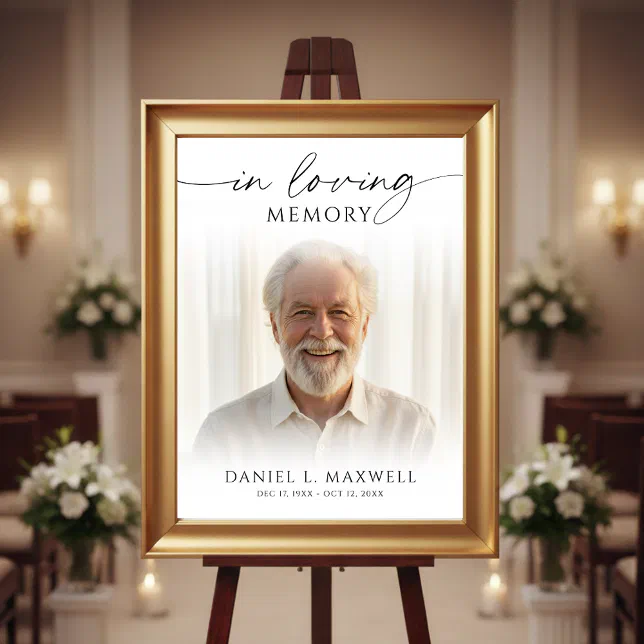 Funeral Photo In Loving Memory Welcome Sign Poster | Zazzle