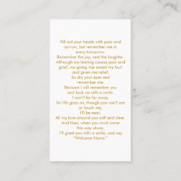 Funeral Photo Memorial Gold Script Prayer Card | Zazzle