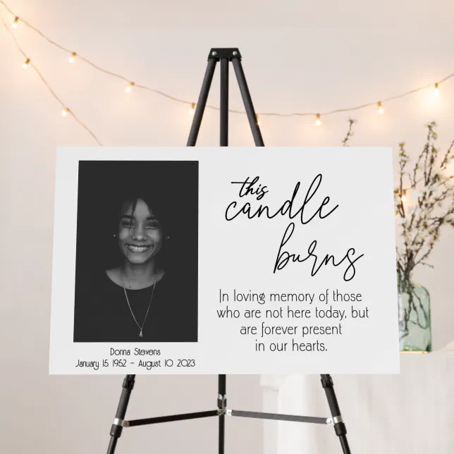 Funeral Photo Sign, this candle burn memorial sign | Zazzle