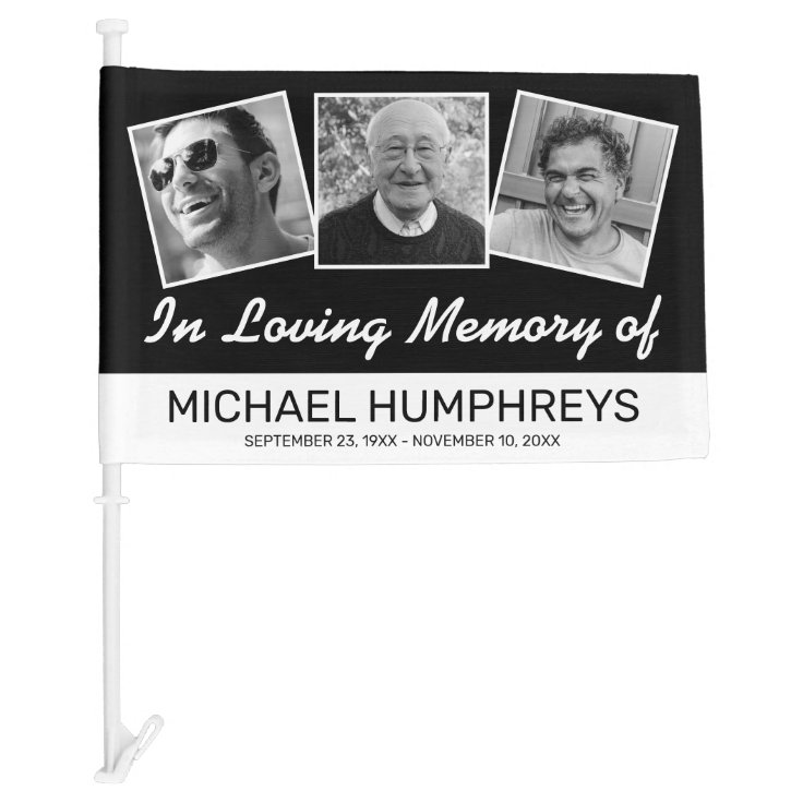 Funeral Procession 3 Photo Memorial Car Flag | Zazzle