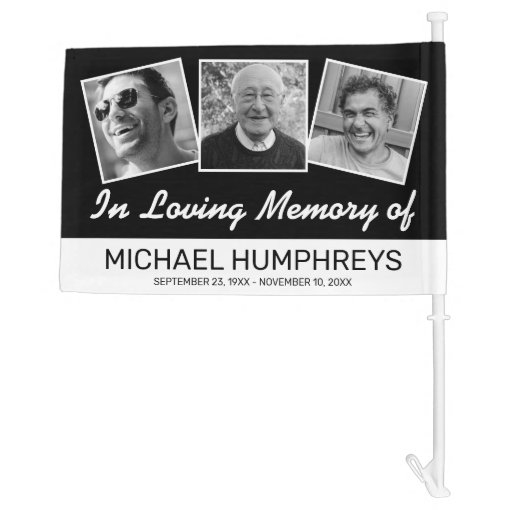 Funeral Procession 3 Photo Memorial Car Flag | Zazzle