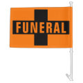 Funeral Procession | Hearse Orange Cross Car Flag | Zazzle