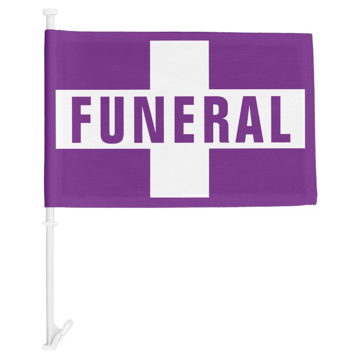 Funeral Procession | Hearse Purple Cross Car Flag | Zazzle