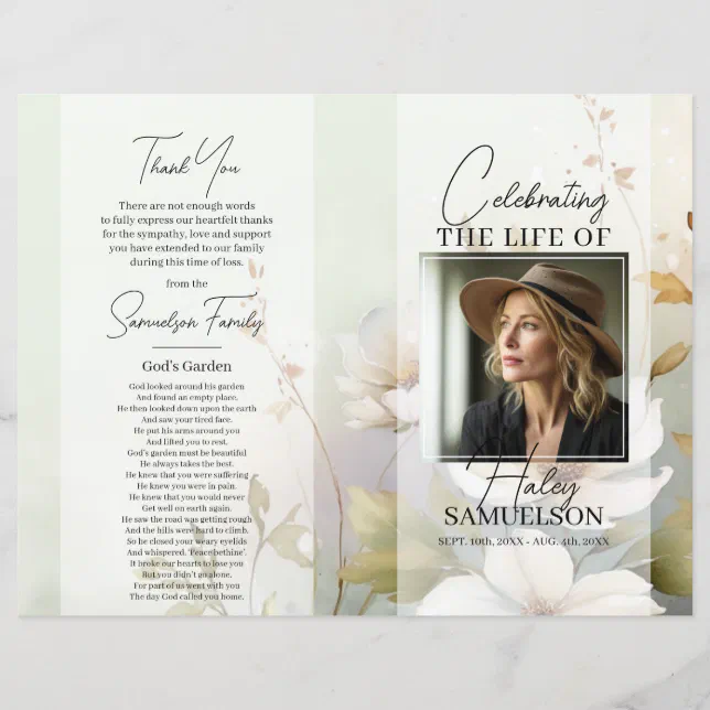 Funeral PROGRAM Memorial Wildflowers Thank | PHOTO | Zazzle
