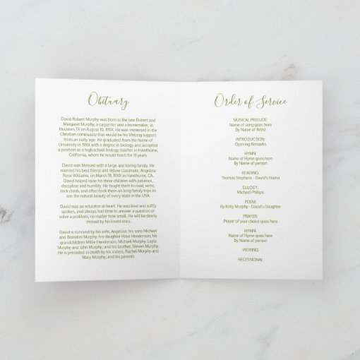 Funeral Program | Modern Order of Service | Zazzle