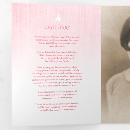 Funeral program order of service pink rose | Zazzle