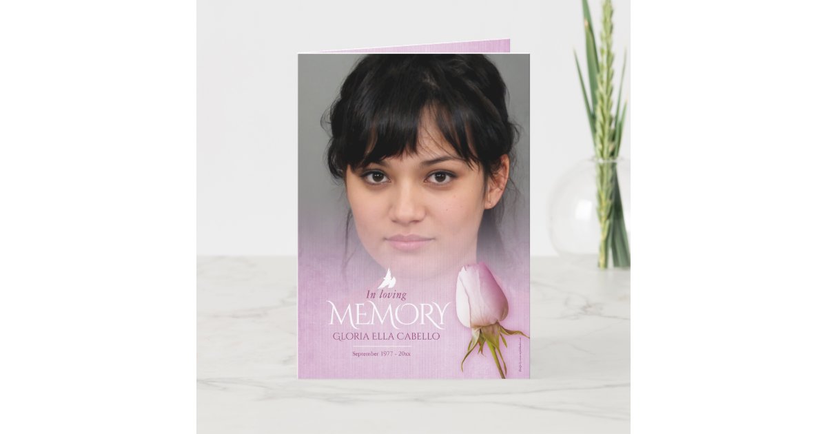 Funeral program order of service purple rose | Zazzle