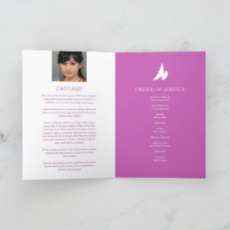 Funeral program order of service purple rose photo | Zazzle
