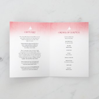 Funeral program order of service red rose | Zazzle