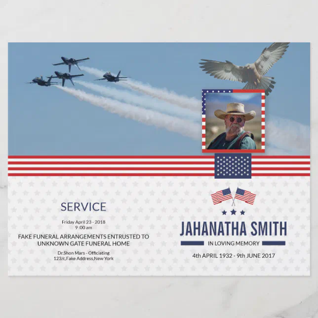 Funeral Program Template for Military Army | Zazzle