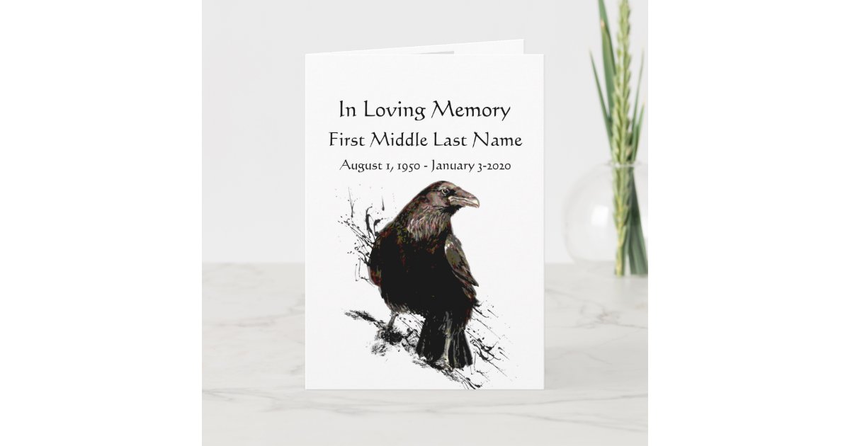 Funeral Program Watercolor Raven Bird | Zazzle