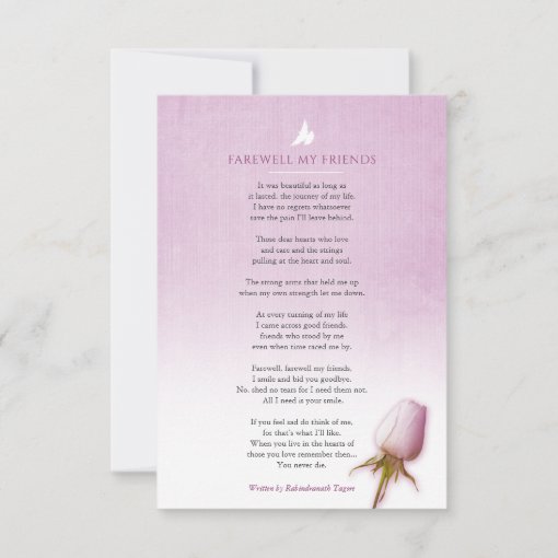 Funeral purple rose photo remembrance poem | Zazzle