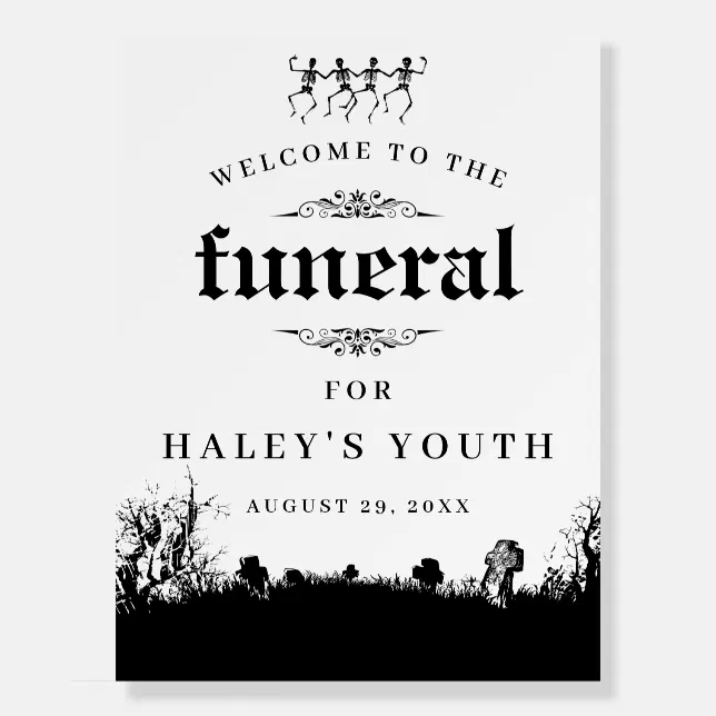 Funeral RIP 20s Twenties Goth Funny 30th Birthday Foam Board | Zazzle
