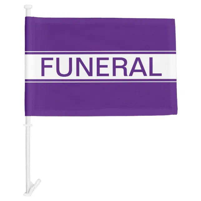 Funeral Royal Purple and White Text Template Car Flag | Zazzle