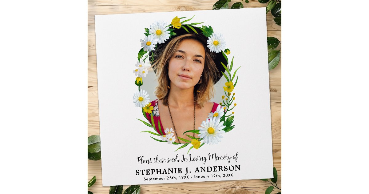 Funeral Seed Packet Custom Photo Floral Memorial Envelope | Zazzle
