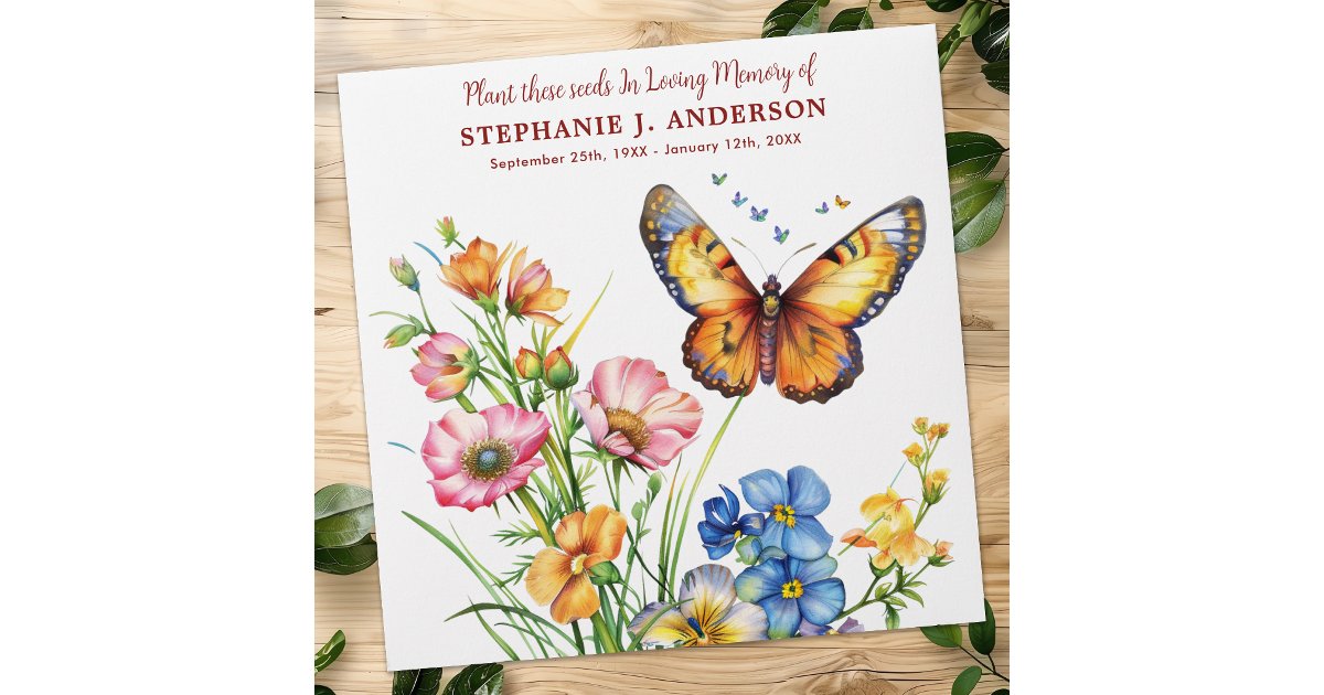 Funeral Seed Packet Wildflowers Butterfly Memorial Envelope | Zazzle