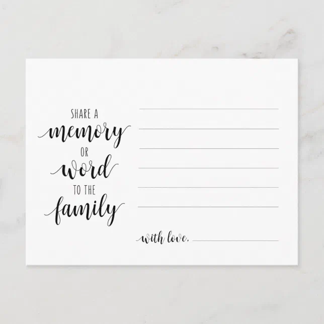 Funeral Service, Black Script, Share a memory Card | Zazzle