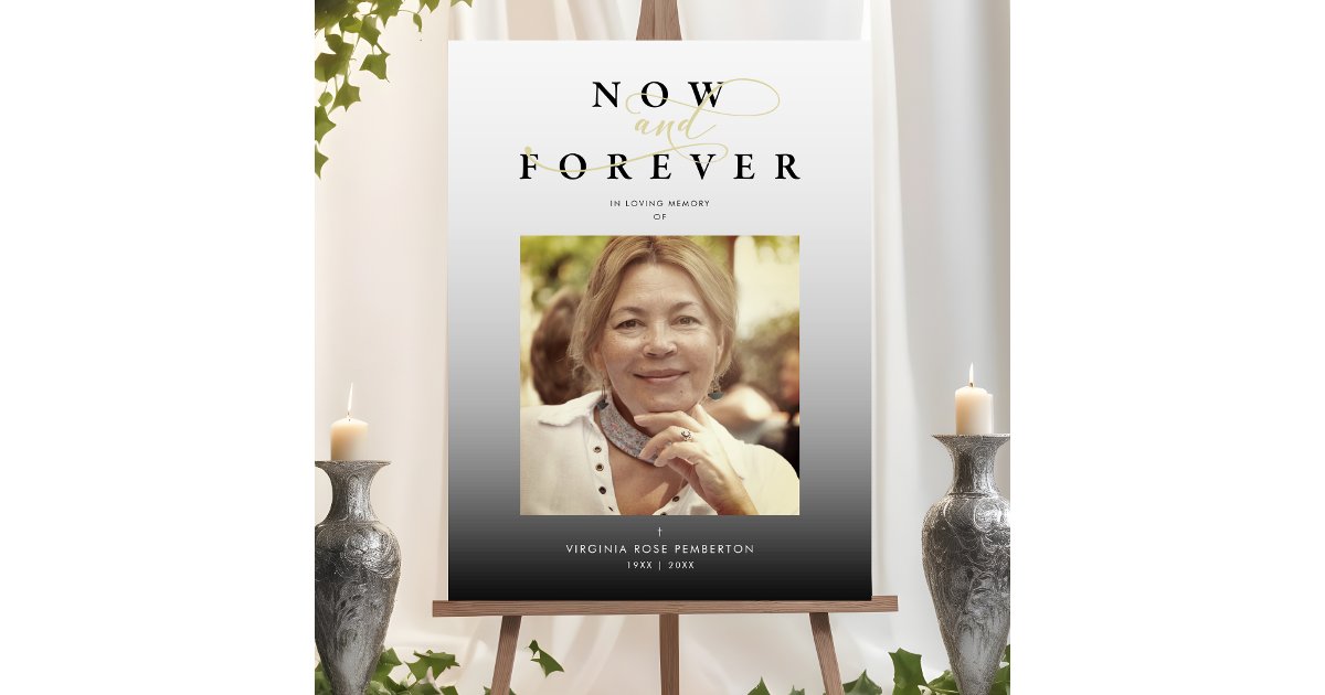 Funeral Service Gradient Photo Whimsical Script Foam Board | Zazzle