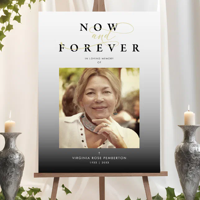 Funeral Service Gradient Photo Whimsical Script Foam Board | Zazzle