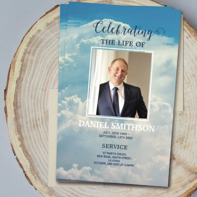Funeral Service Program Celebration of Life Cloud Flyer | Zazzle