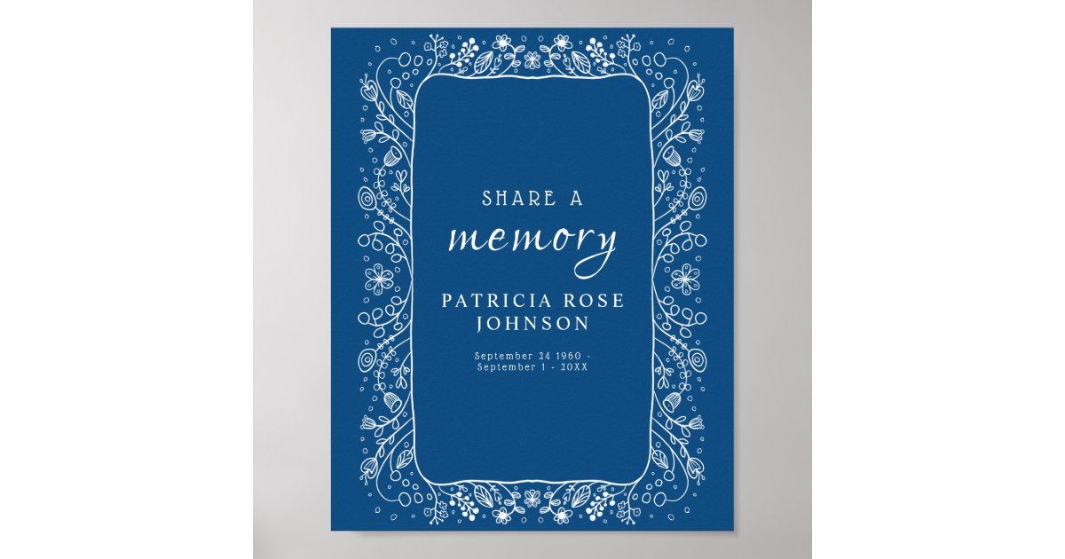 Funeral Share a Memory Floral Sign | Zazzle